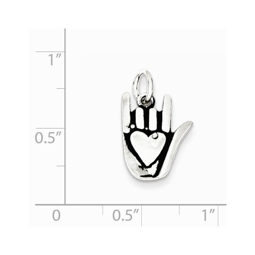 Sterling Silver Antiqued Sign Language Charm | Parker Jewelers