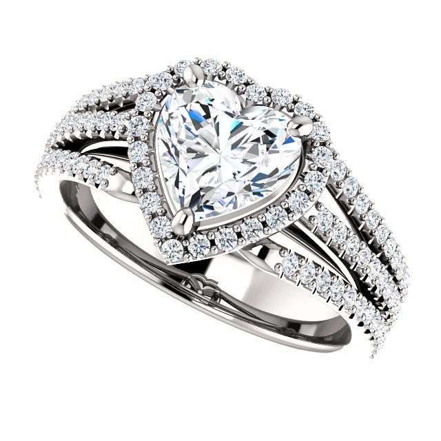 10K White Gold Heart Engagement Ring with Halo | Parker Jewelers