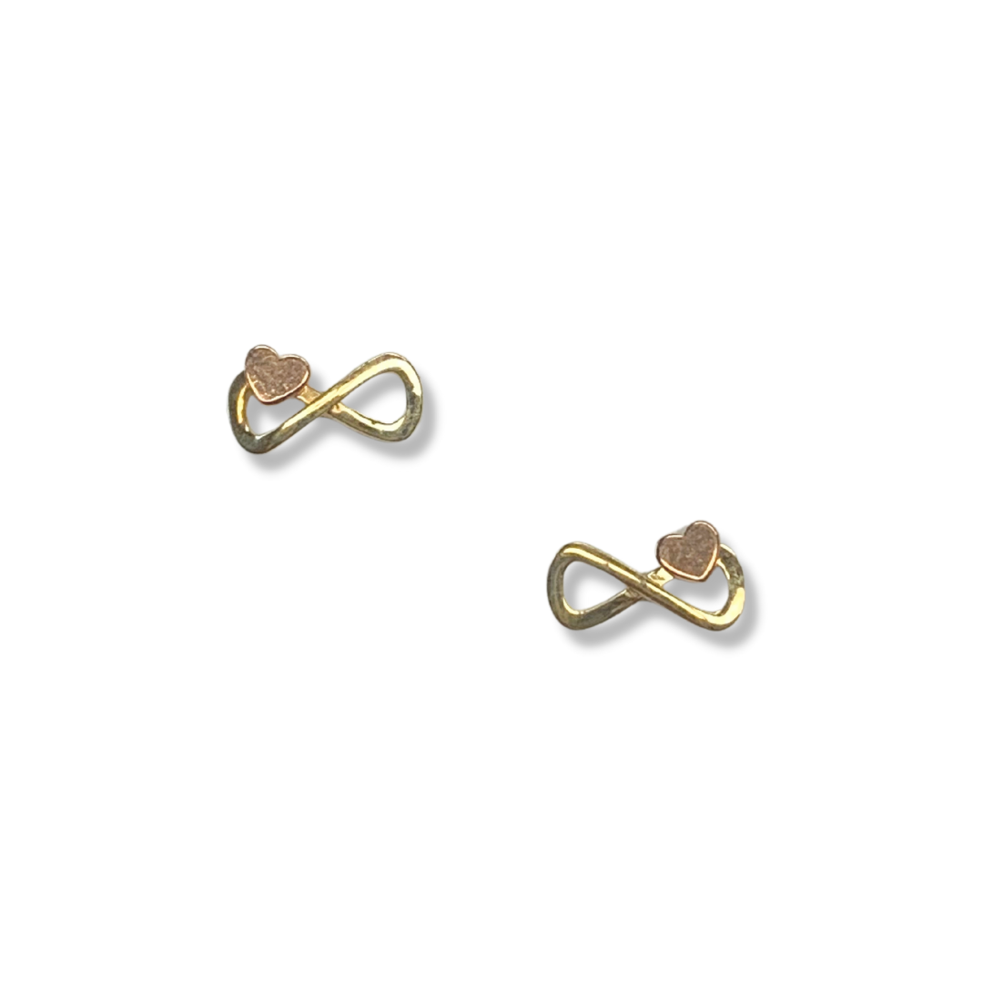 14K Two Toned Heart Infinity Stud Earrings | Parker Jewelers