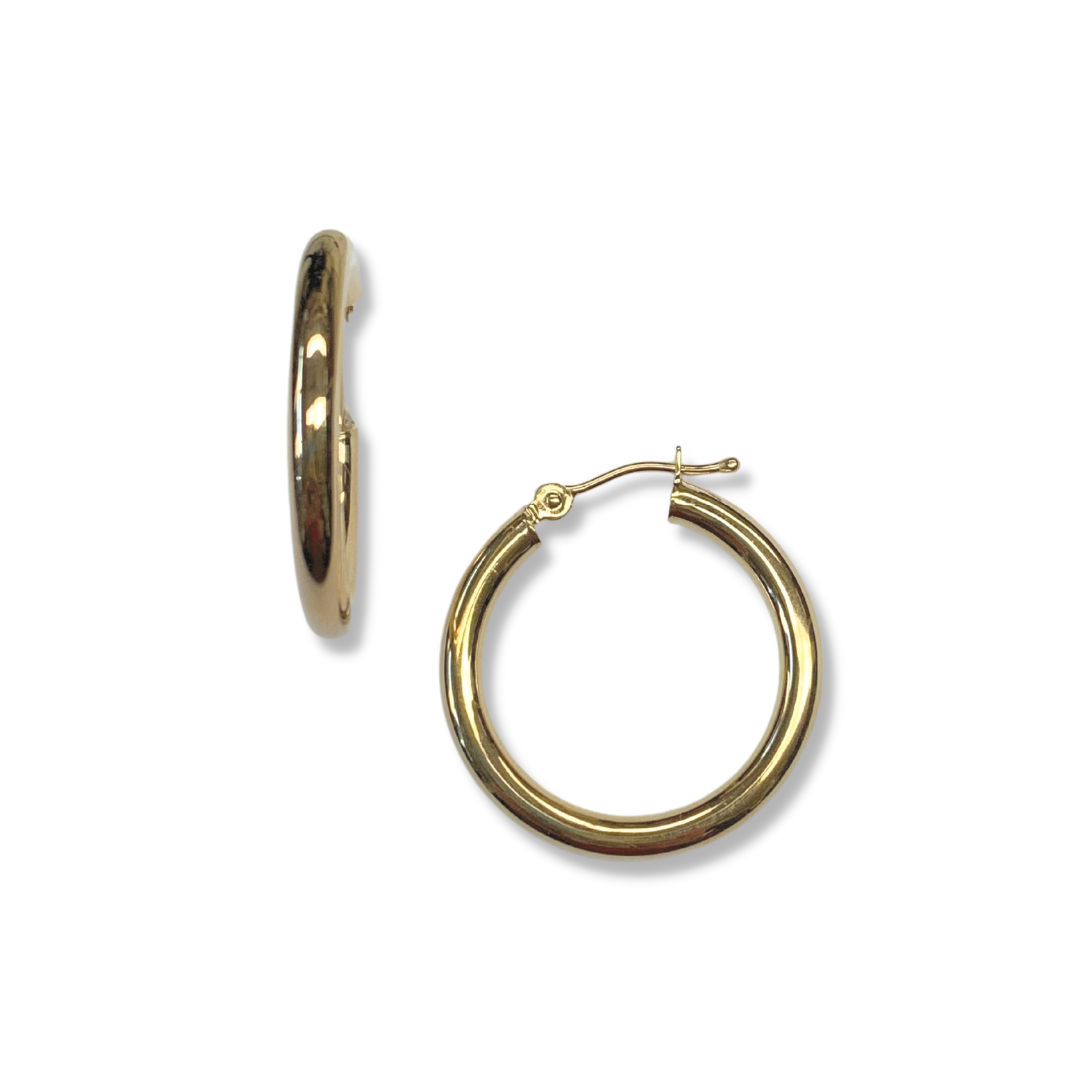 14K Yellow Gold Hoop Earring with Hinged Closure | Parker Jewelers